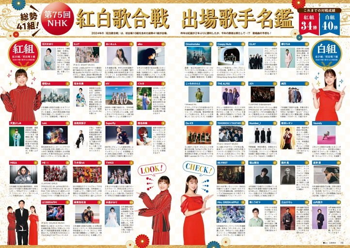 [第75回 NHK紅白歌合戦]全41組！ 紅白出場歌手名鑑 (TVLIFE) | dマガジン