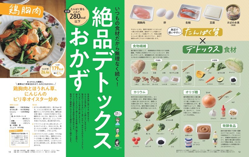 いつもの食材だから無理なく続く！ たんぱく質もとれて、全部280kcal以下 絶品デトックスおかず (オレンジページ) | dマガジン