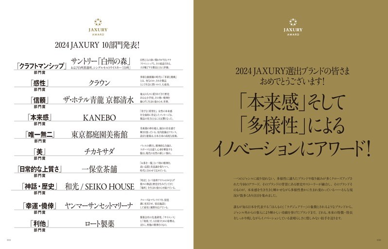 2024 JAXURY選出ブランド発表！Japan’s Authentic Luxury 128 (FRaU) | dマガジン